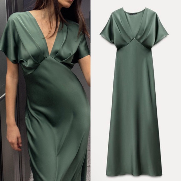 Zara | Dresses | Nwt Zara Effect Satin Midi Dress | Poshmark